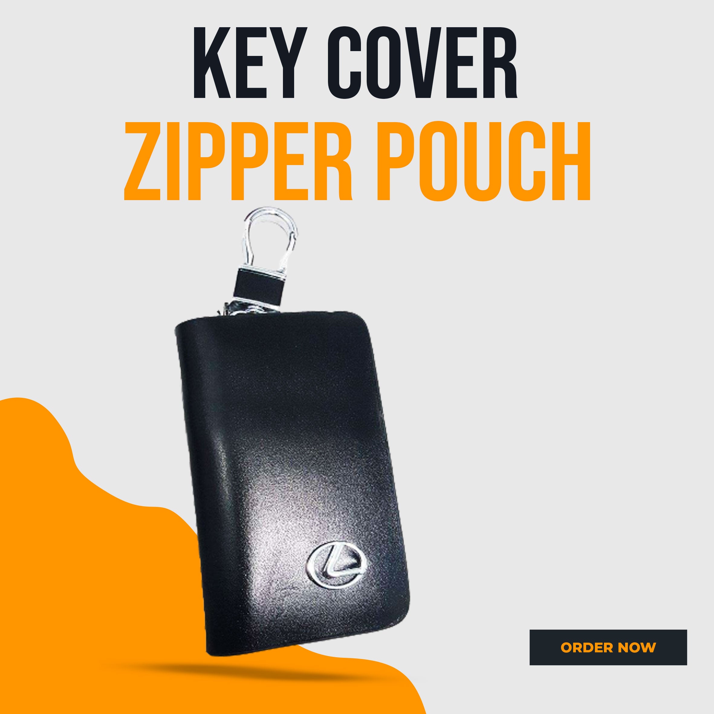 Buy Lexus Zipper Glossy Leather Key Cover Pouch Black with Keychain ...