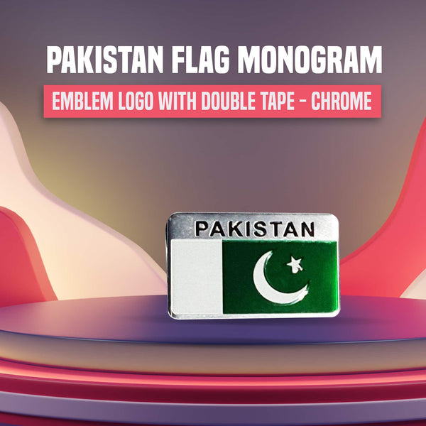 Buy Pakistan Flag Monogram Emblem Logo with Double Tape - Chrome