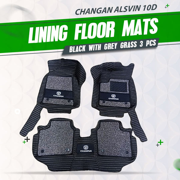 Buy Changan Alsvin 10D Lining Floor Mats Black With Grey Grass 3 Pcs