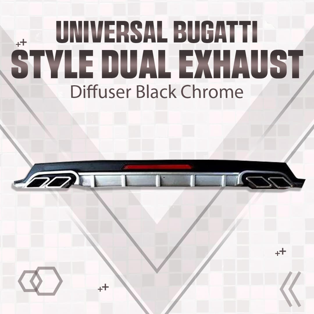 Buy Universal Bugatti Style Dual Exhaust Diffuser Black Chrome Online
