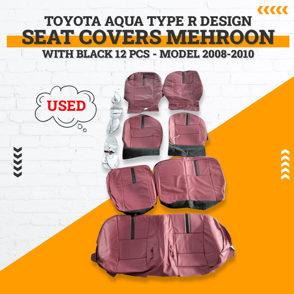 Buy Used Toyota Aqua Type R Design Seat Covers Mehroon With Black 12 ...