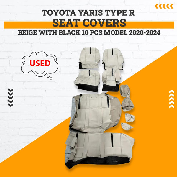 Buy Used Toyota Yaris Type R Seat Covers Beige With Black 10 Pcs Model ...