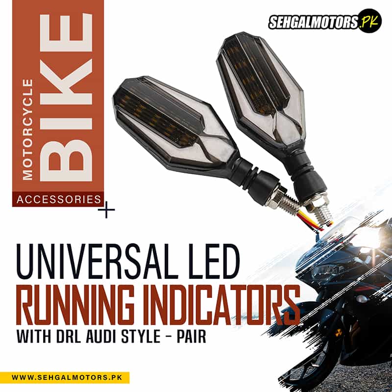 Buy Universal Bike LED Running Indicators with DRL Audi Style - Pair