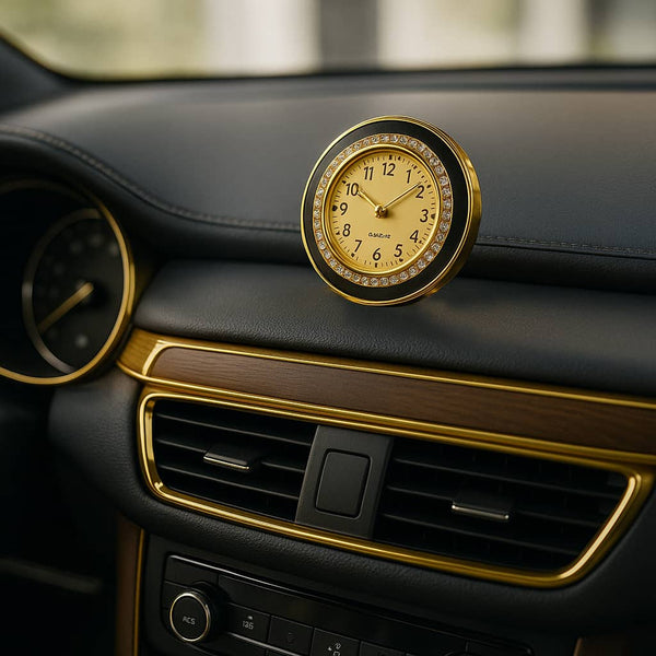 Buy Quartz Dashboard Clock Golden Black with Diamond Style for Car Interior