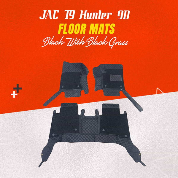 Buy Jac T9 Hunter 9D Floor Mats - Black With Black Grass - 4 Pcs Set
