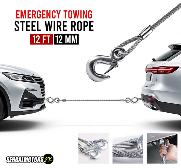 Buy 12 Ft Emergency Towing Steel Wire Rope - 12 MM Online In Pakistan