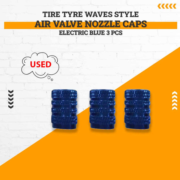 Buy Used Tire Tyre Waves Style Air Valve Nozzle Caps Electric Blue 3 ...