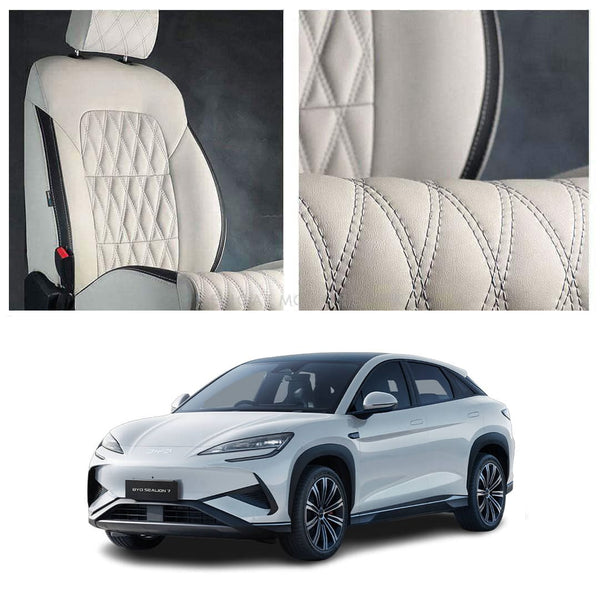 Buy BYD Sealion 7 Diamond Cut Beige Black Seat Covers Online In Pakistan