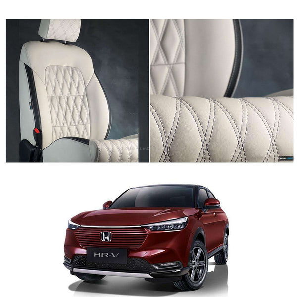 Buy Honda HRV Diamond Cut Beige Black Seat Covers - Model 2022-2023